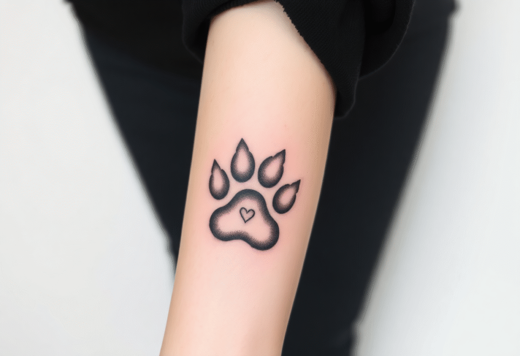 Tetování tlapka a srdce na předloktí | Tetovani.cz