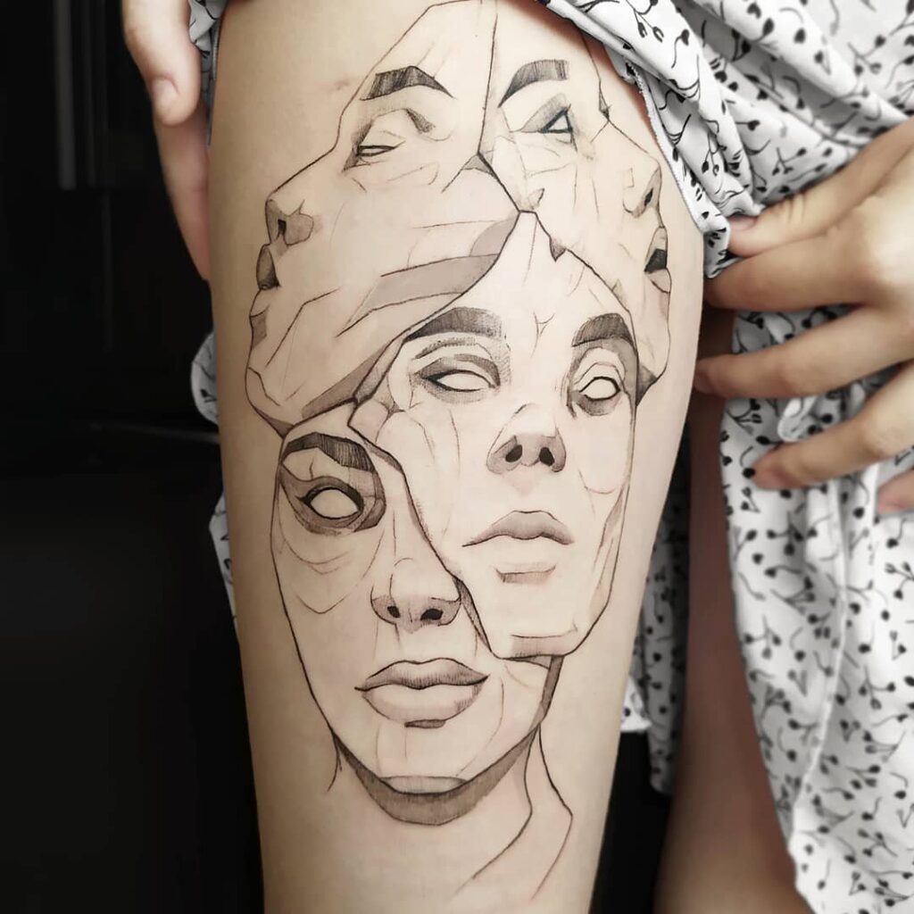 Tetování portréty na stehně | Tetovani.cz