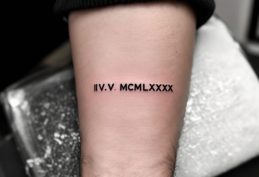 Tetování nápis, římské číslice na předloktí | Tetovani.cz